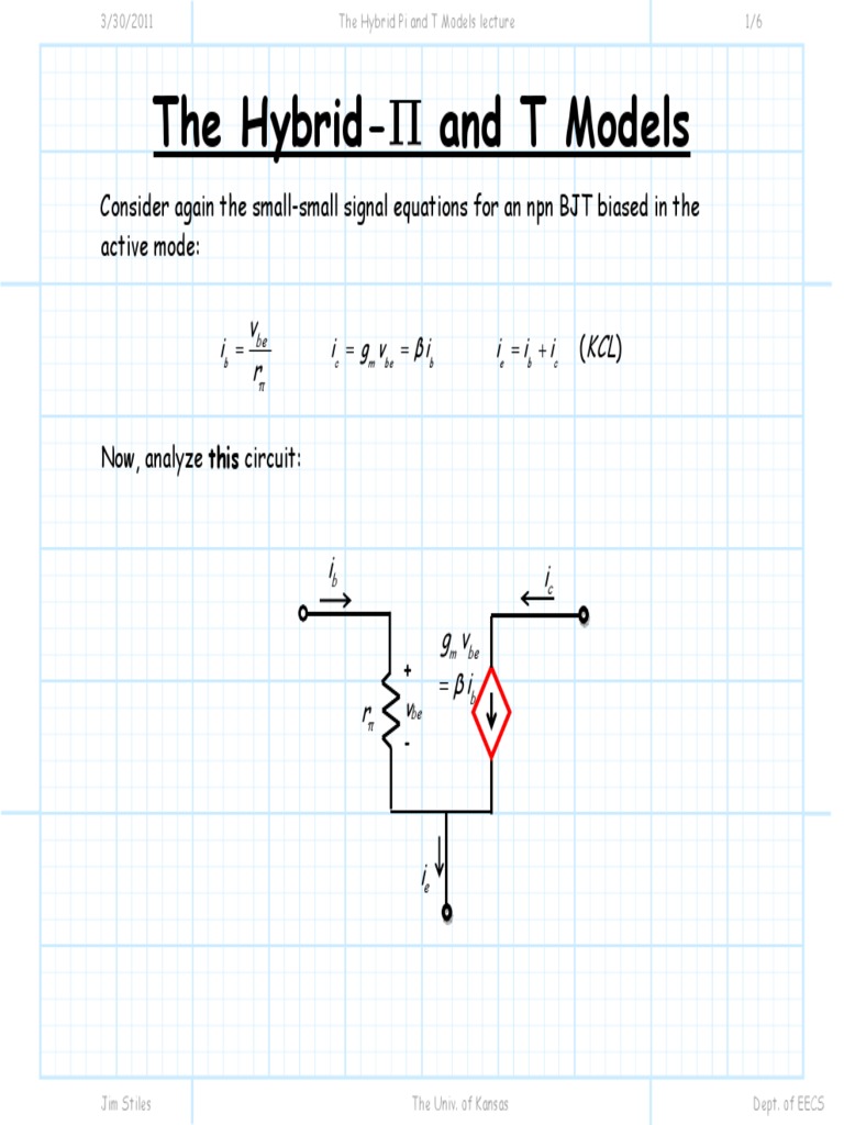 Hybrid Pi and T Models for BJTs | PDF | Bipolar Junction Transistor ...