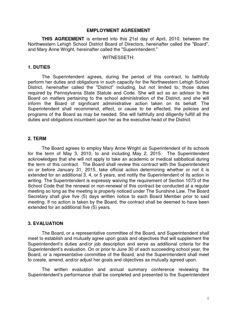 Superintendent Contract | PDF