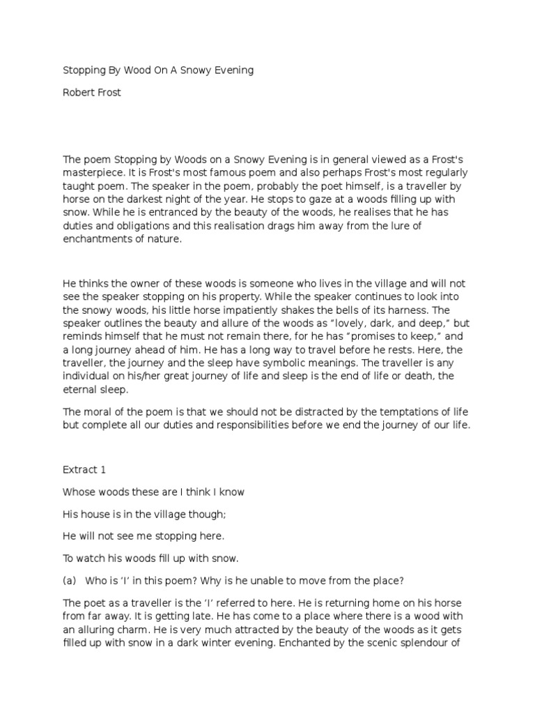 Stopping by Wood On A Snowy Evening | PDF | Poetry