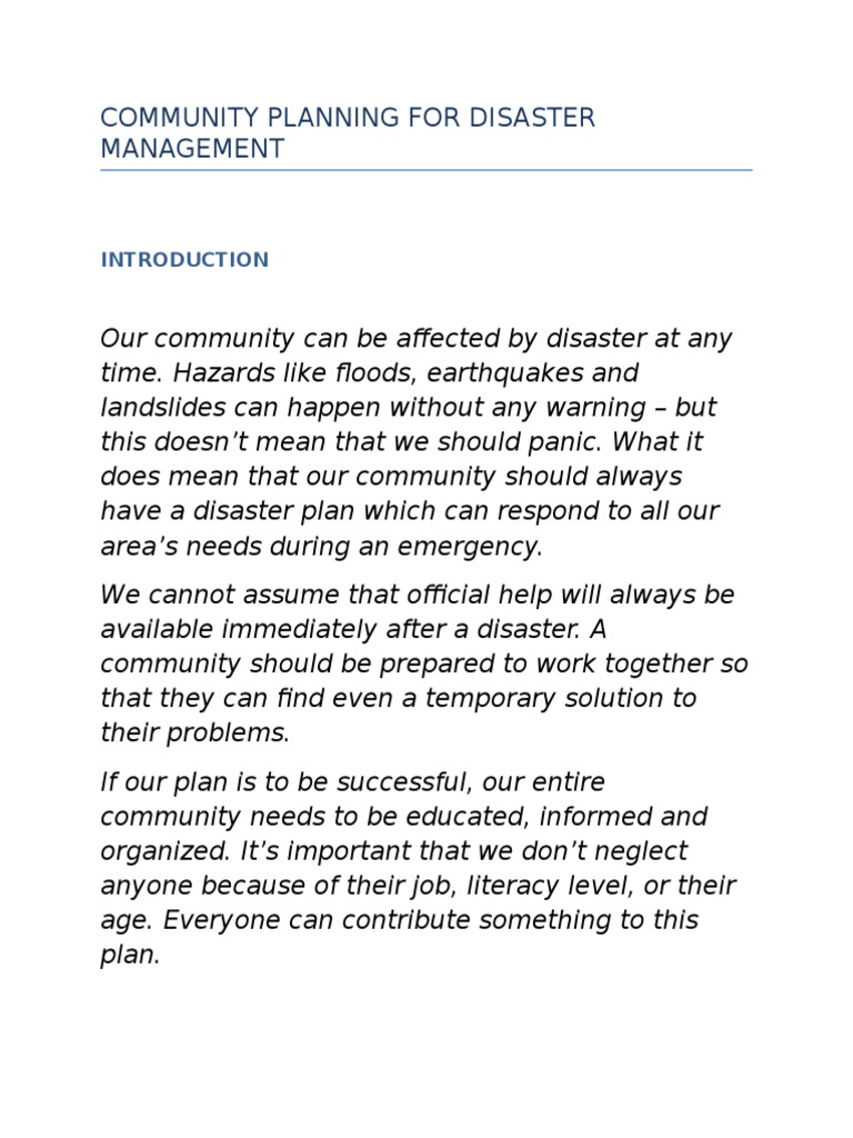 Community Planning For Disaster Management | PDF | Emergency Management ...
