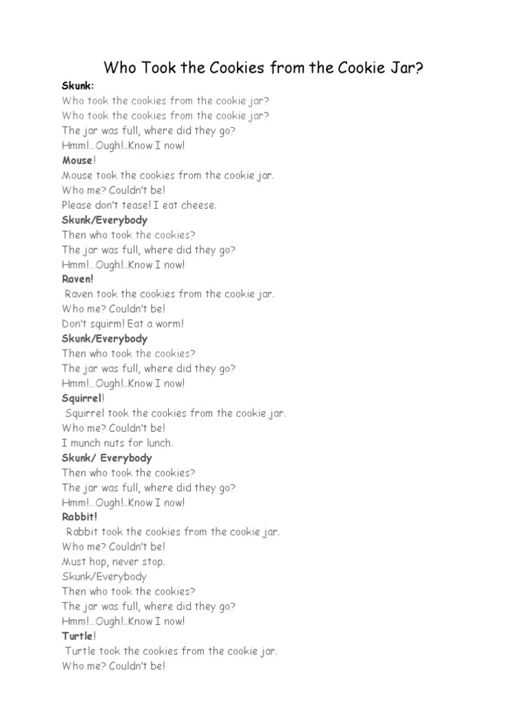 Who Took The Cookies From The Cookie Jar - Script | PDF