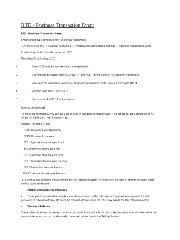 BTE - Business Transaction Event | PDF | Interface (Computing ...
