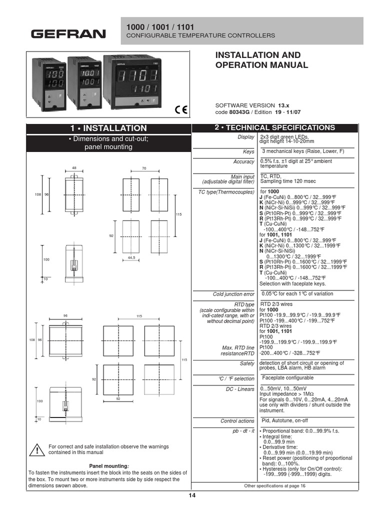 Gefran Manual | PDF | Power Supply | Relay
