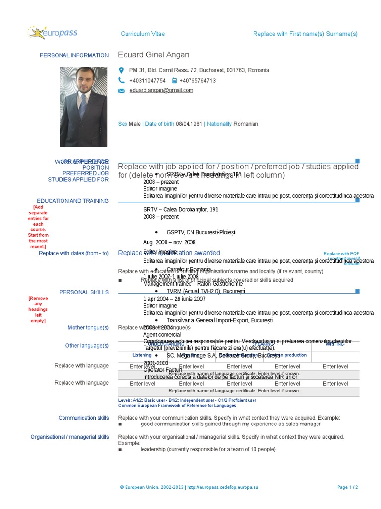 CVTemplate English | PDF | Cognition | Communication