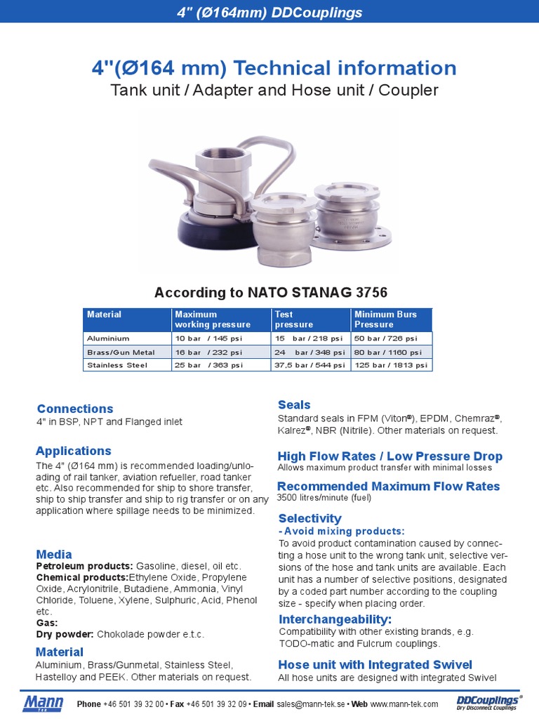 4" (Ø164 MM) Technical Information: Tank Unit / Adapter and Hose Unit ...