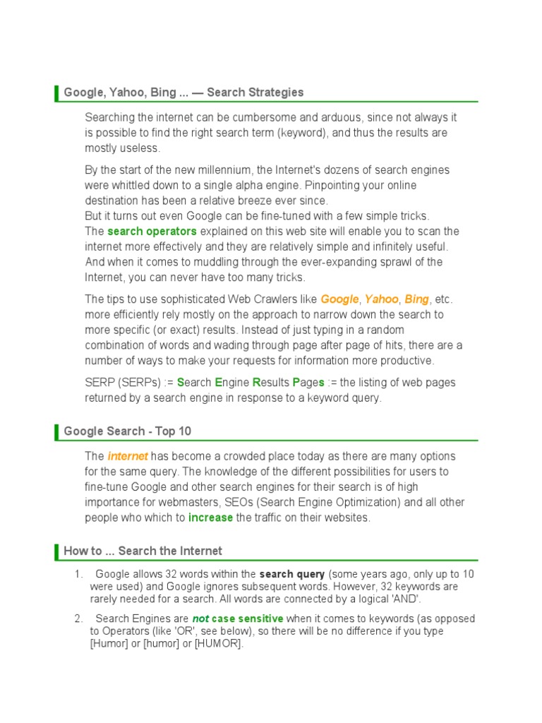 Search Engine Tricks | PDF | Web Search Engine | Search Engine Optimization