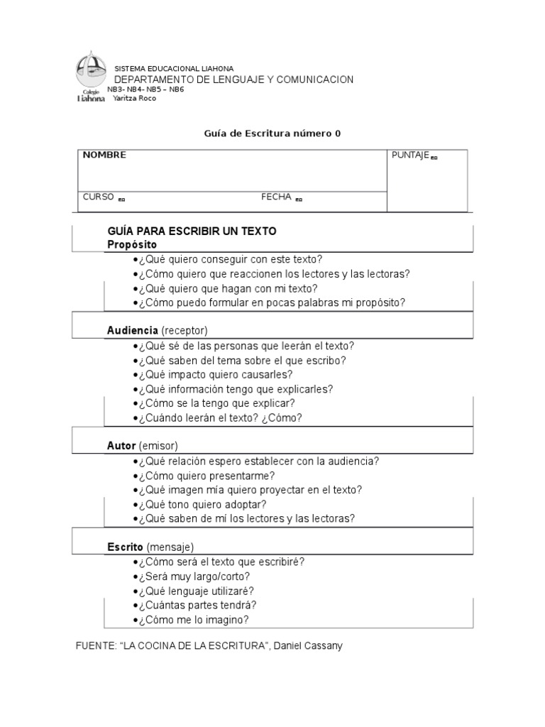 Guia para Escribir Un Texto | PDF | Escritura | Comunicación