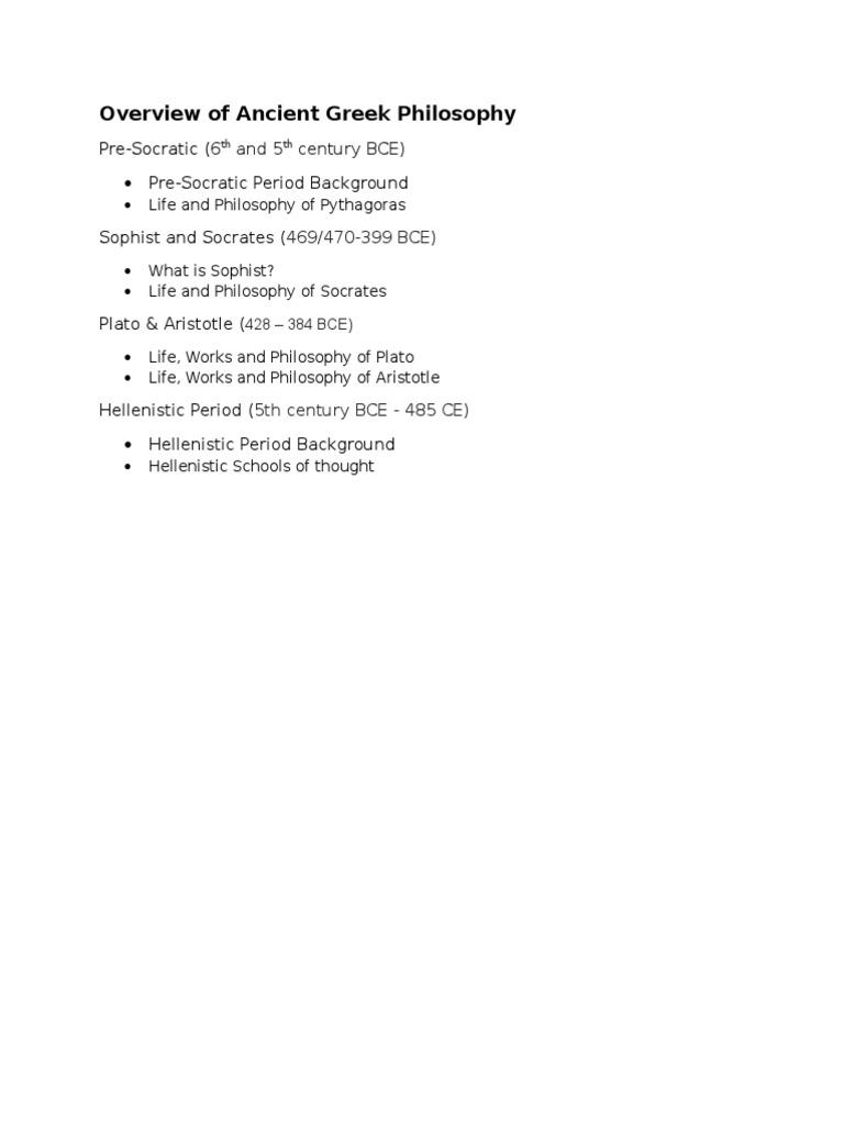 Overview of Ancient Greek Philosophy. | PDF | Ancient Greek Philosophy ...