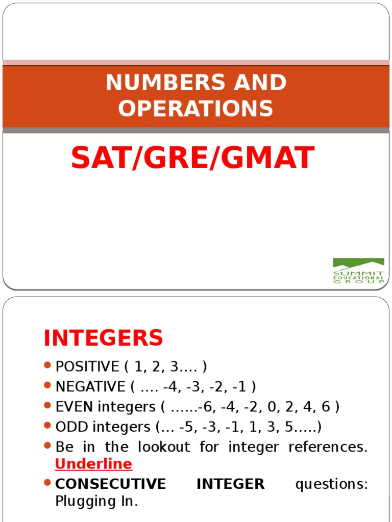 Numbers and Operations: Sat/Gre/Gmat | PDF | Prime Number | Ratio