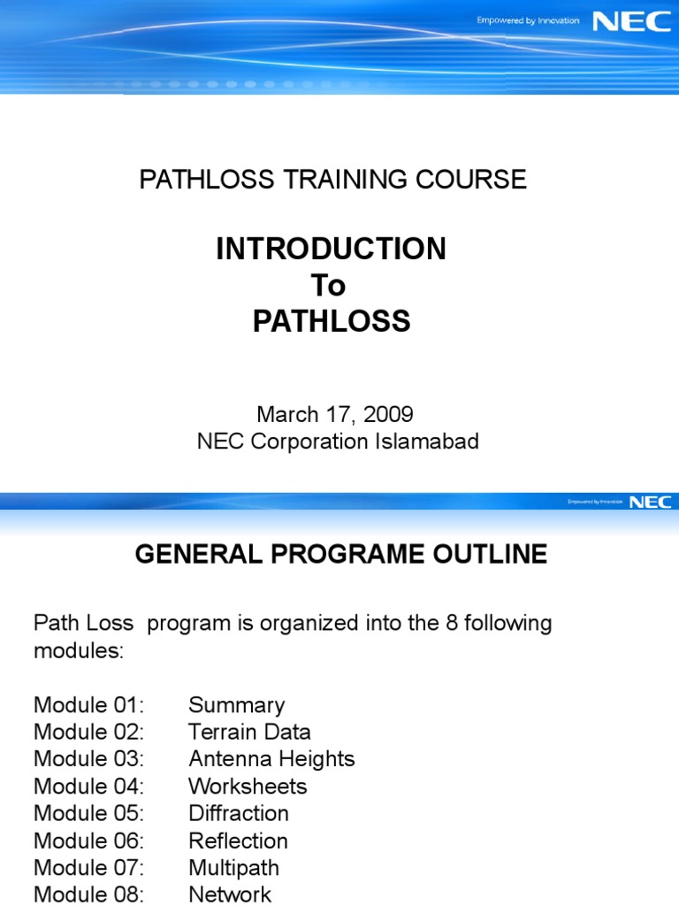 Pathloss Training Course Overview | PDF | Telecommunications Engineering | Wireless