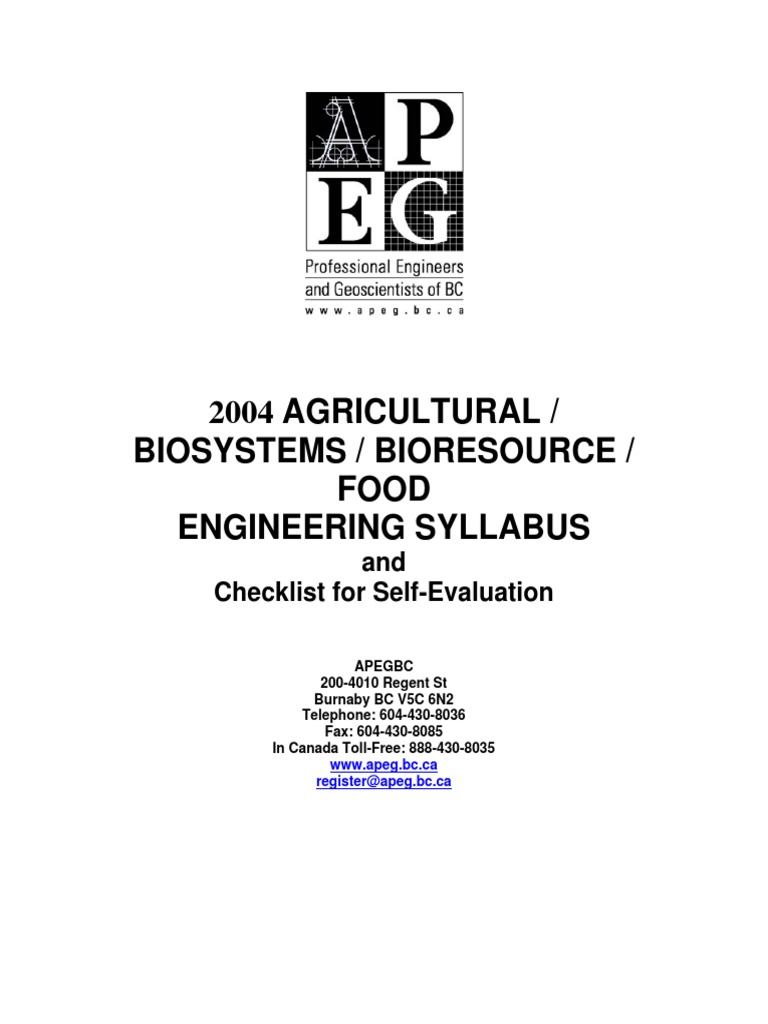 2004 Agricultural Engineering Syllabus and Checklist | PDF | Machine ...