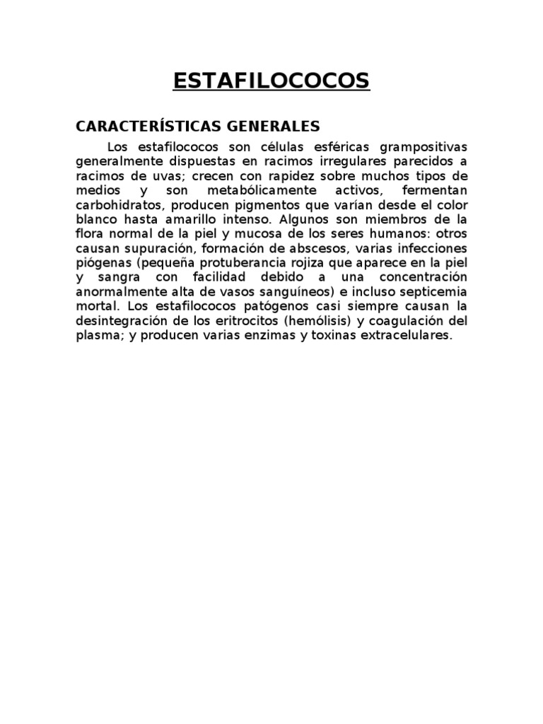 Características y Patogenicidad de Estafilococos | PDF | Staphylococcus ...
