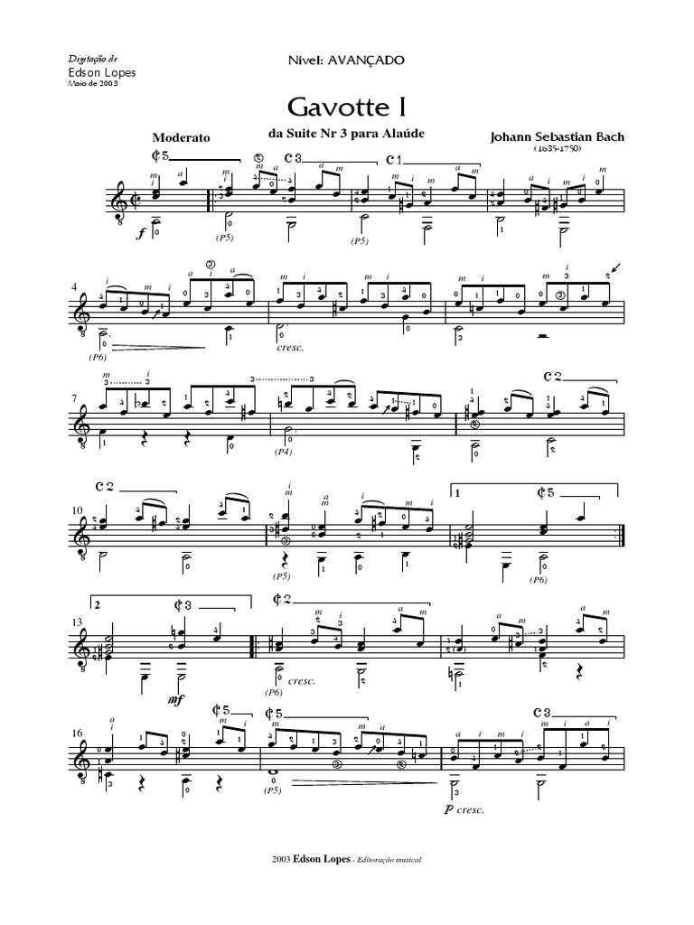 Gavota I, BWV 995 (Da Suite Nr 3 Para Alaúde)