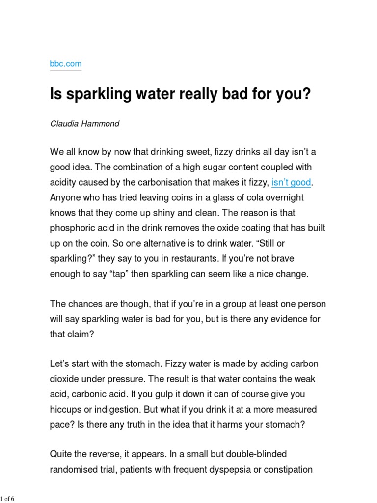 Is Sparkling Water Really Bad For You | PDF | Carbonated Water | Soft Drink
