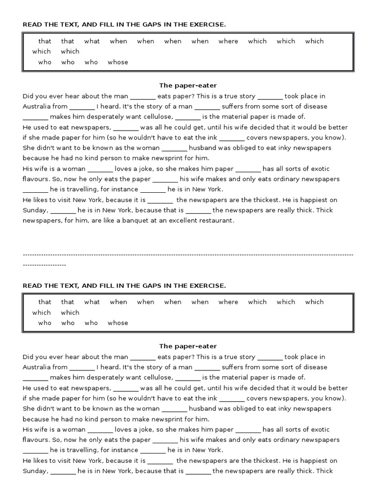 Relative Clauses The Paper Eater | PDF