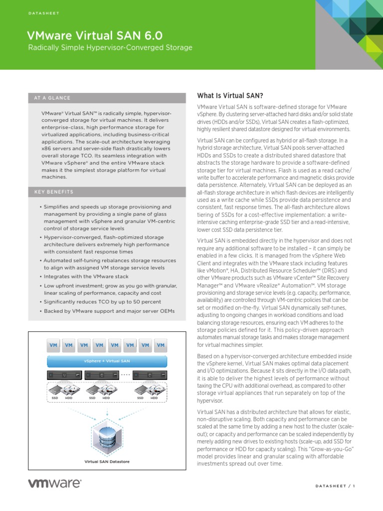 VMware Virtual SAN Datasheet | PDF | Solid State Drive | Scalability
