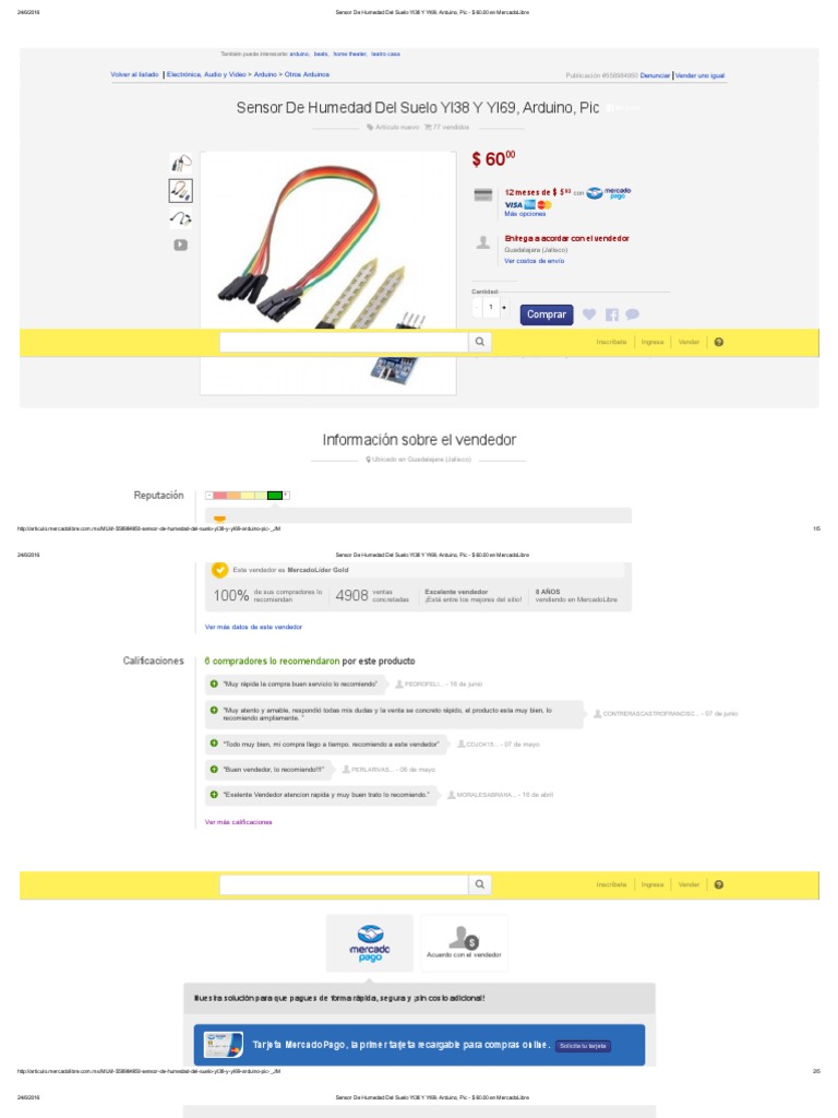 Sensor de Humedad Del Suelo Yl38 Y Yl69, Arduino, Pic - $ 60 | PDF ...