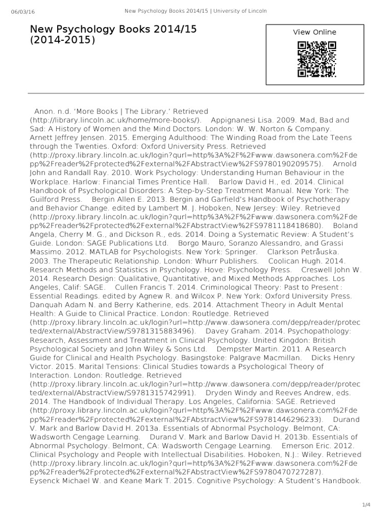 List Bibliography | PDF | Psychotherapy | Clinical Psychology