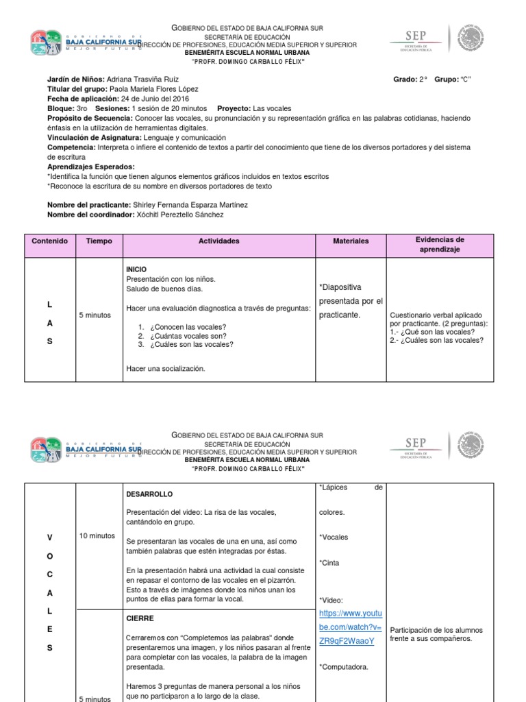 Planeación "Las Vocales"