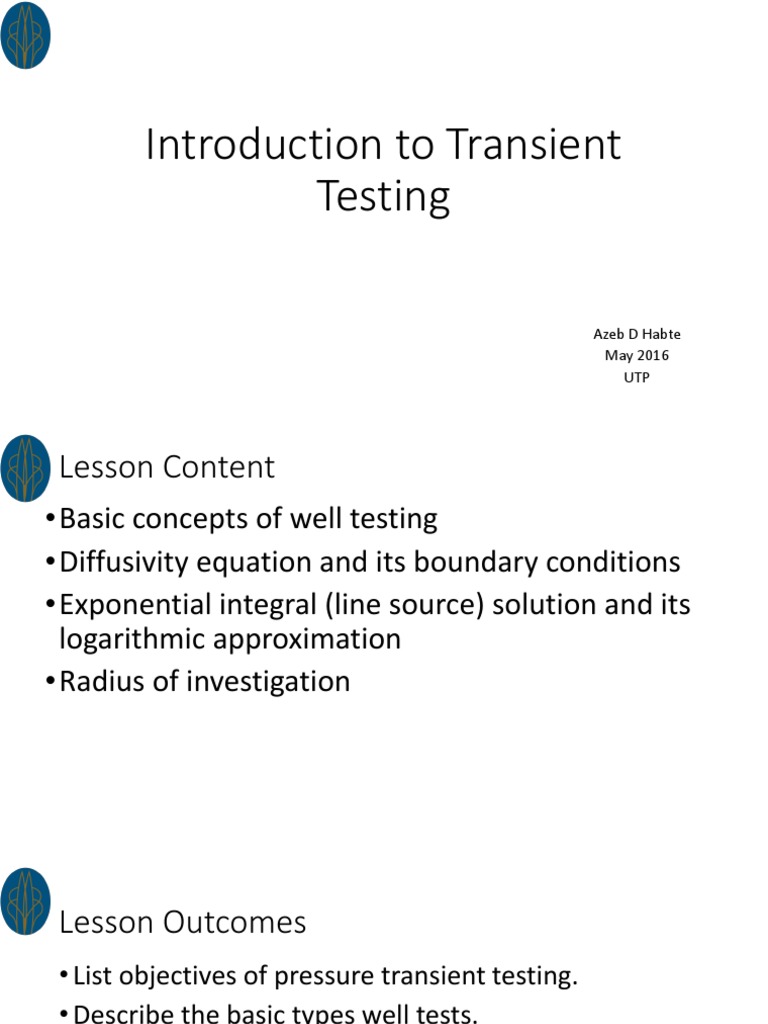 Introduction To Transient Testing | PDF | Petroleum Reservoir ...