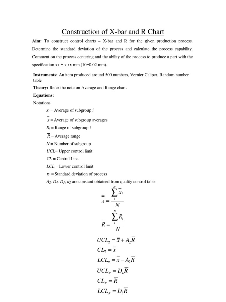 X-Bar R Chart | PDF | Sampling (Statistics) | Standard Deviation