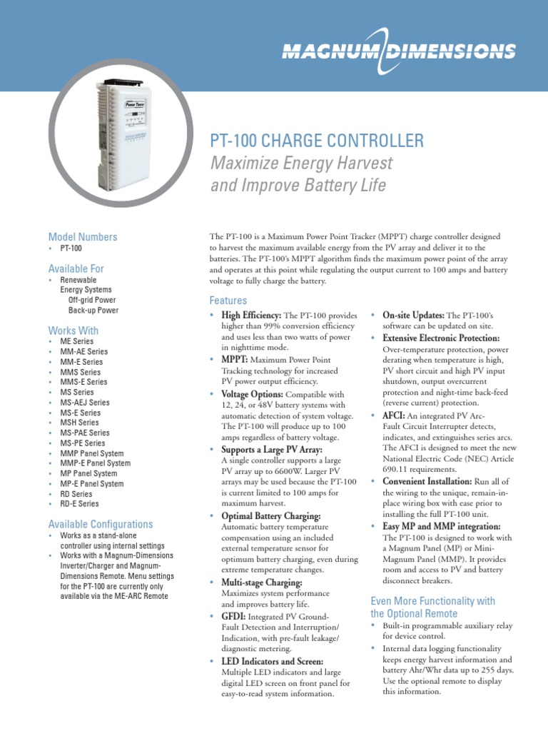 PT 100 Datasheet | PDF | Battery Charger | Equipment