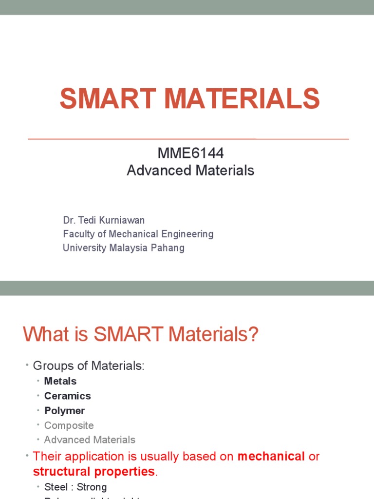 SMART MATERIALS: SHAPE MEMORY ALLOYS AND PIEZOELECTRICS | PDF | Shape ...