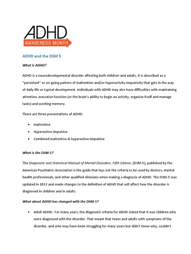 ADHD-and-the-DSM-5-Fact-Sheet1.pdf | Dsm 5 | Attention Deficit Hyperactivity Disorder