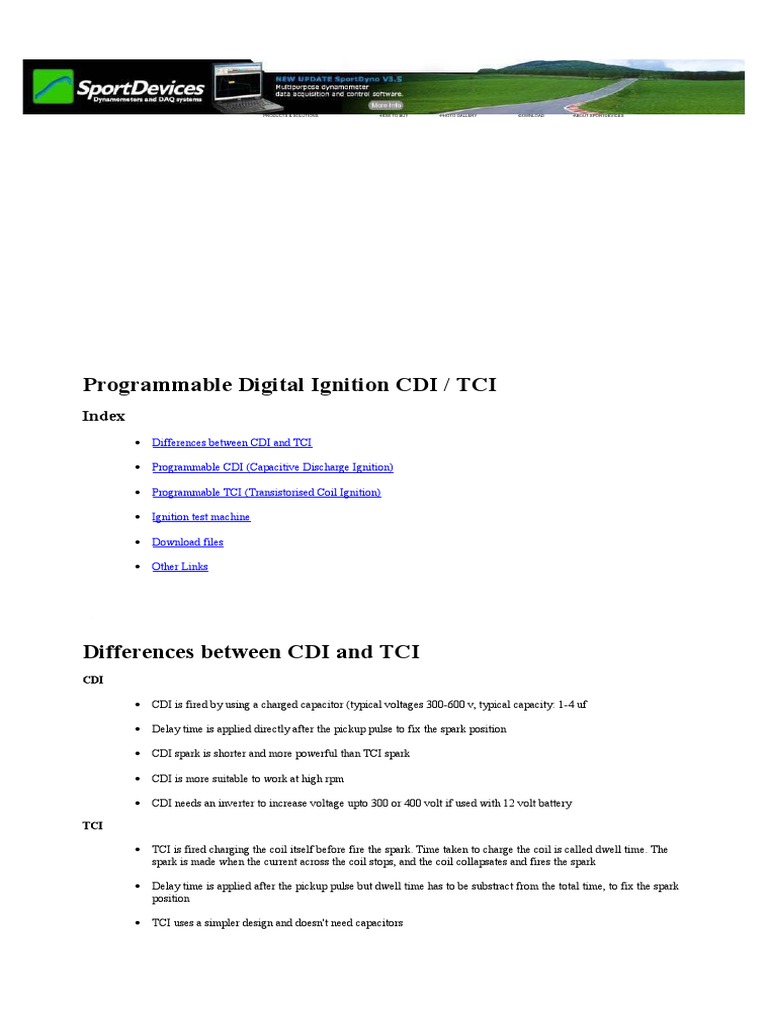 Programmable Digital Ignition CDI / TCI: Index | PDF | Ignition System ...