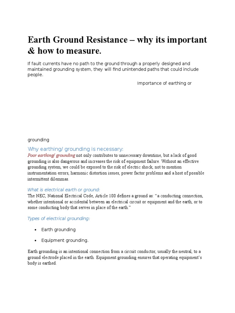 Earth Ground Resistance | PDF | Electromagnetism | Electrical Engineering
