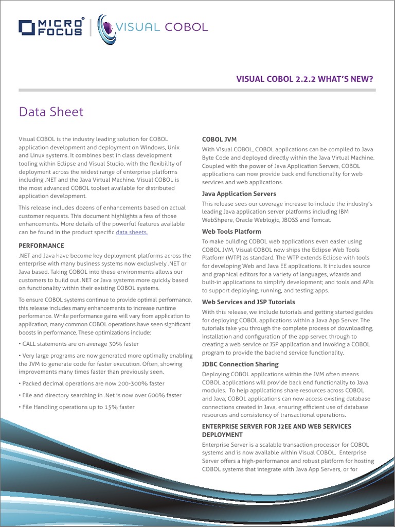 Visual Cobol Whats New 222 Tcm6 214693 | PDF | Microsoft Visual Studio | Java (Programming Language)