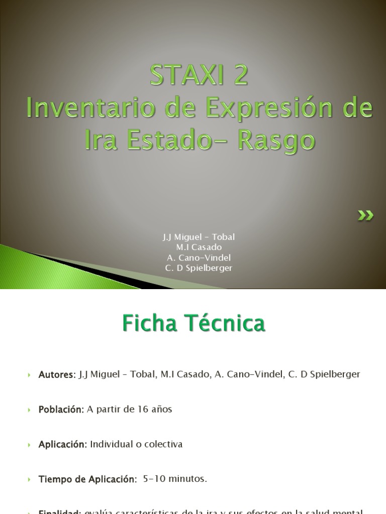 (STAXI 2) Inventario de Expresión de Ira Estado- Rasgo | PDF | Ira ...