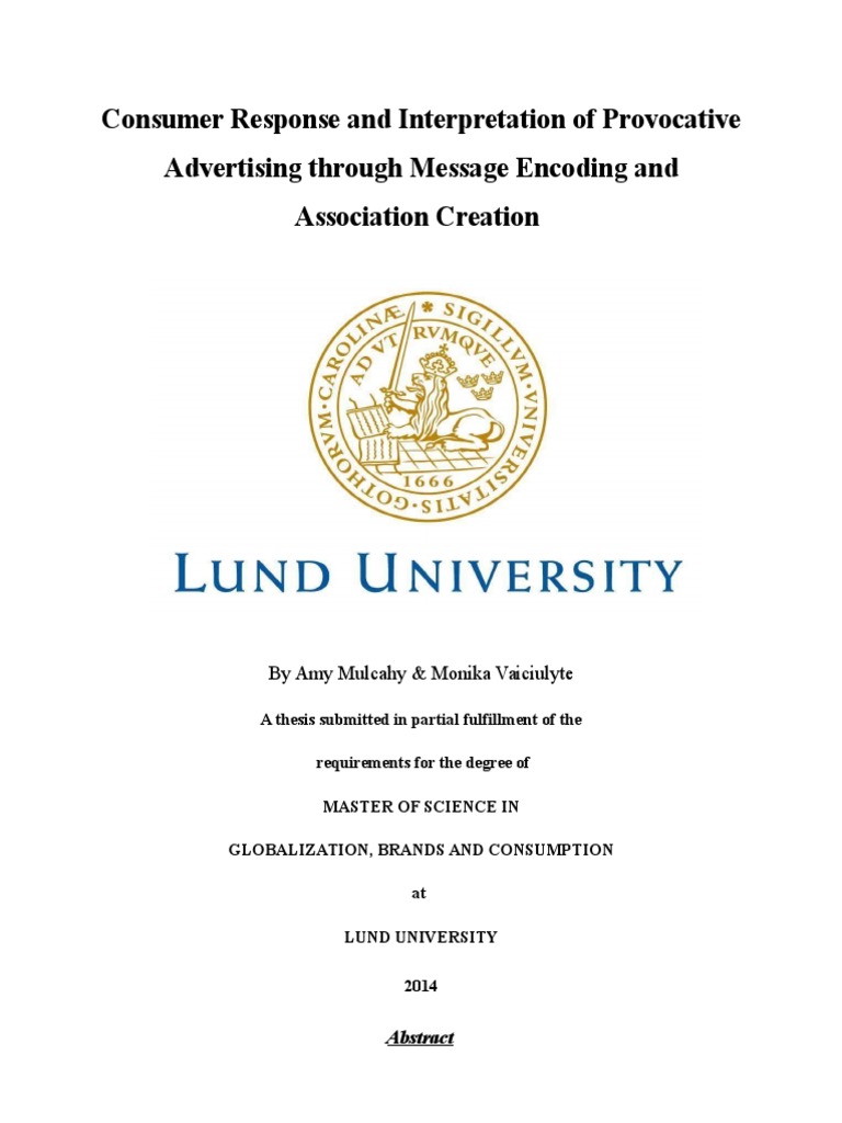 Consumer Response and Interpretation of Provocative Advertising Through ...