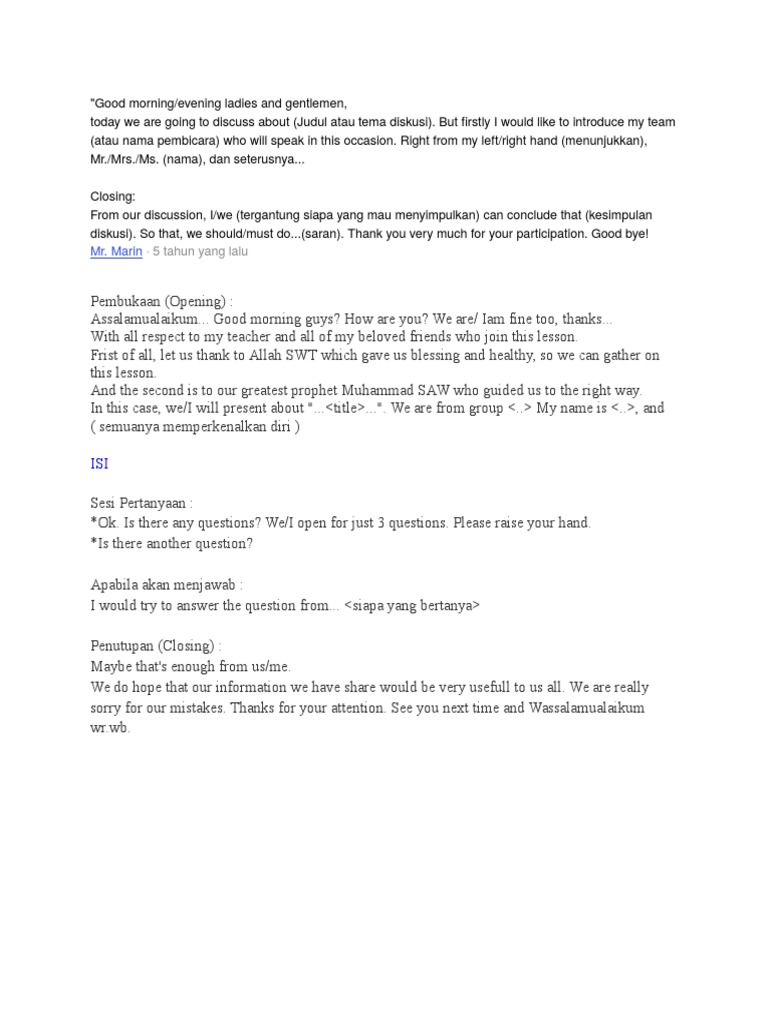 Discussion Presentation Format Guide | PDF