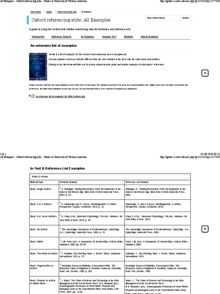 All Examples - Oxford Referencing Style - Guides at University of ...