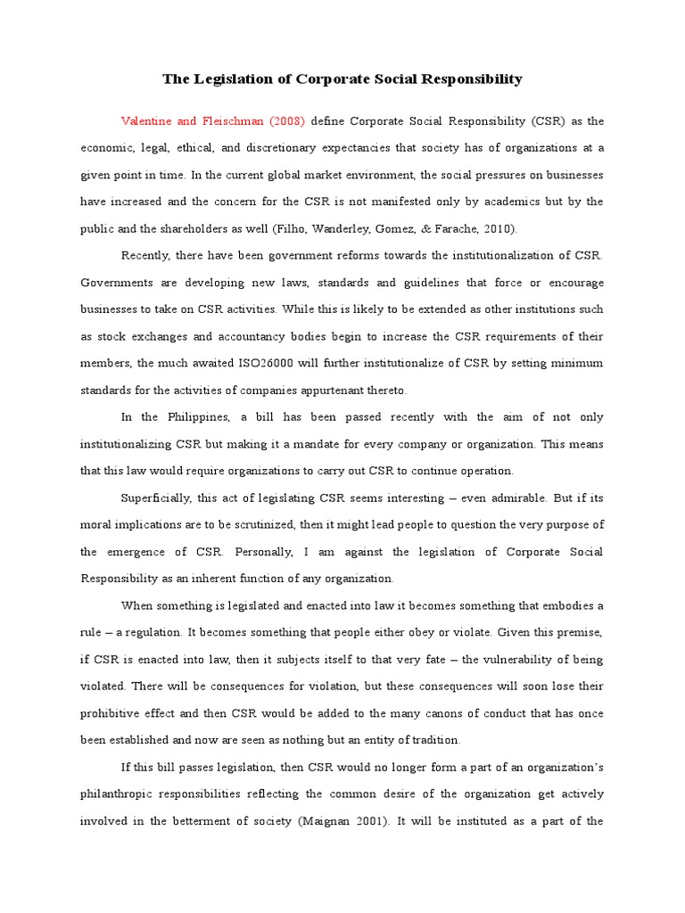 CSR - Position Paper | PDF | Corporate Social Responsibility | Social ...