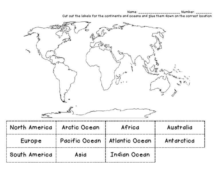 Cut and Paste Continents Worksheet | PDF