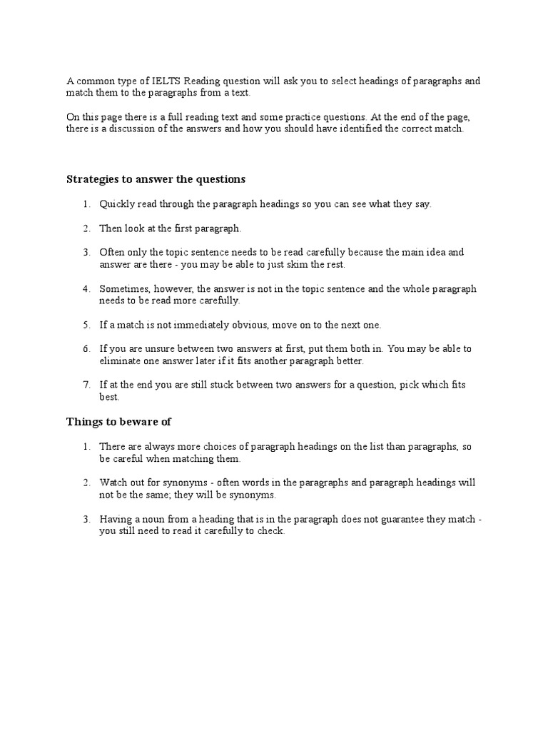 Strategies To Answer The Questions | PDF