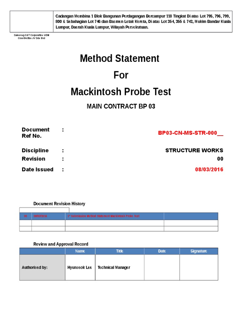 Mackintosh Probe Test | PDF | Specification (Technical Standard ...