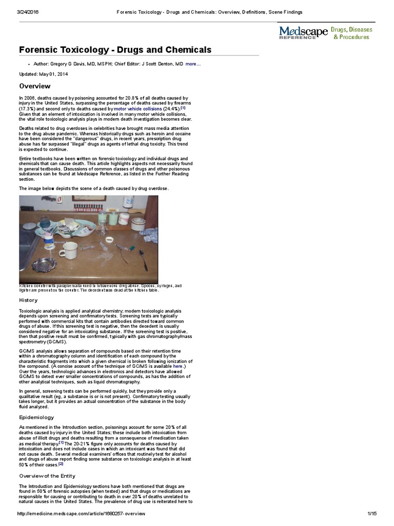 Forensic Toxicology - Drugs and Chemicals - Overview, Definitions ...