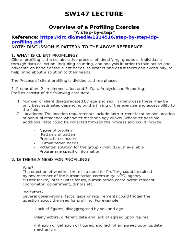 Steps on Profiling | Sampling (Statistics) | Survey Methodology | Free ...