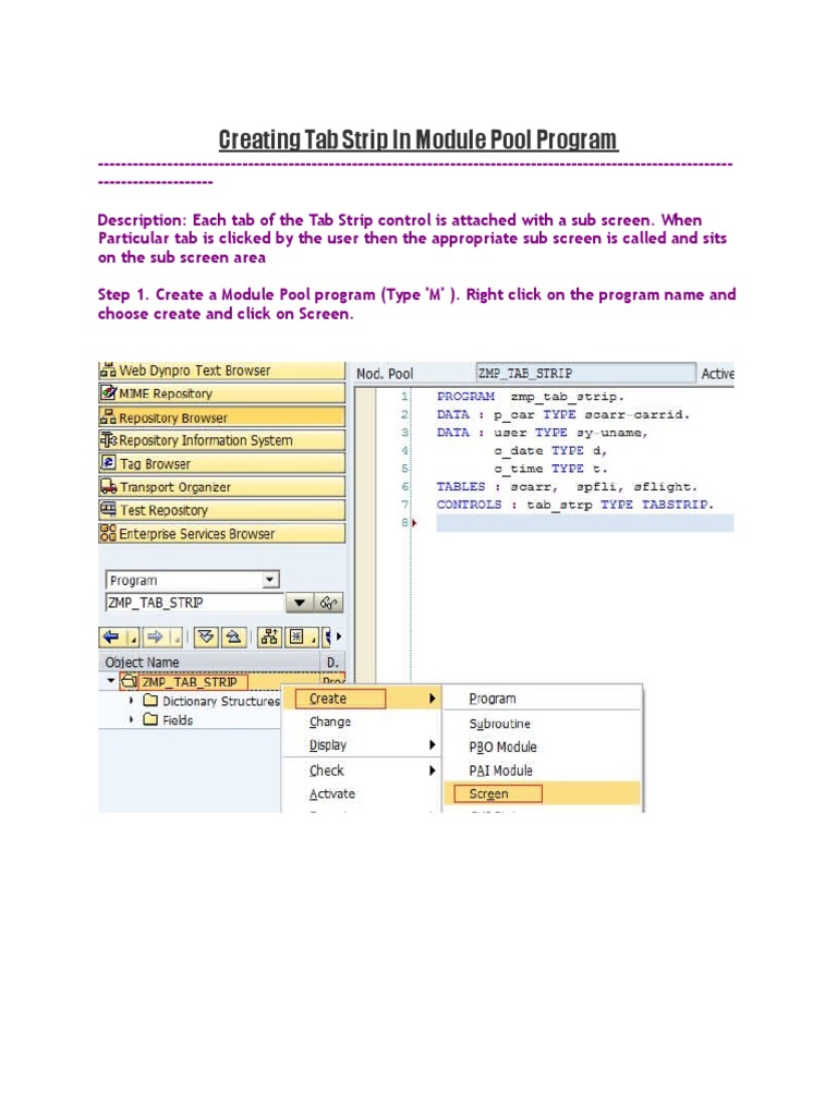 Creating Tab Strip in Module Pool Program | PDF | String (Computer ...
