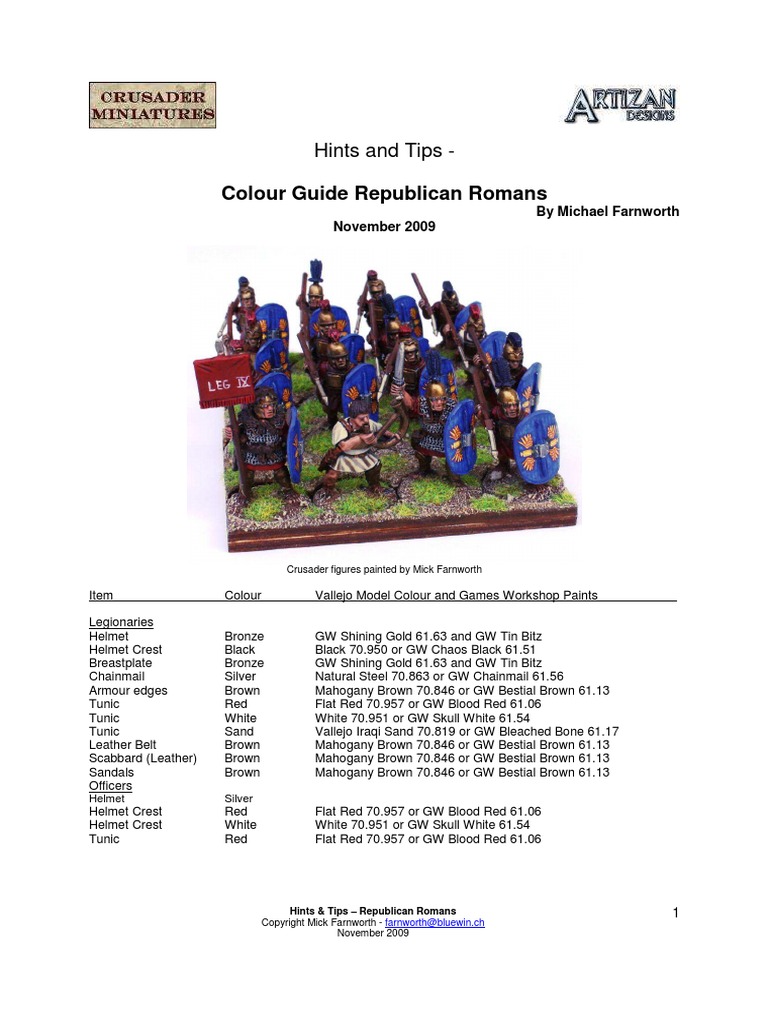 Colour Guide Republican Romans: Hints and Tips | PDF | Military Of ...