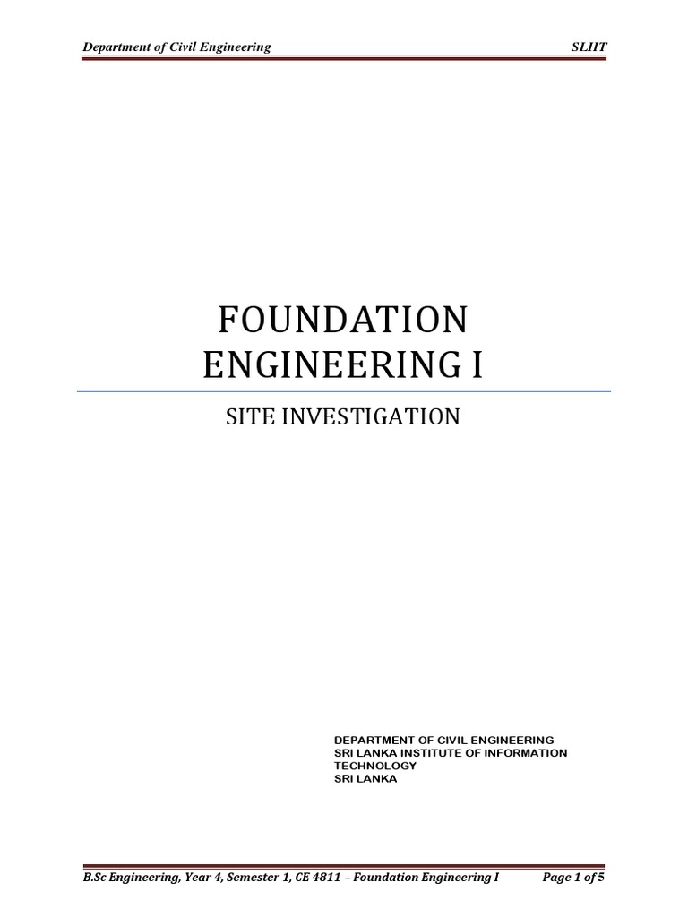 Site Investigation and Selection of Foundation PDF | PDF | Deep ...