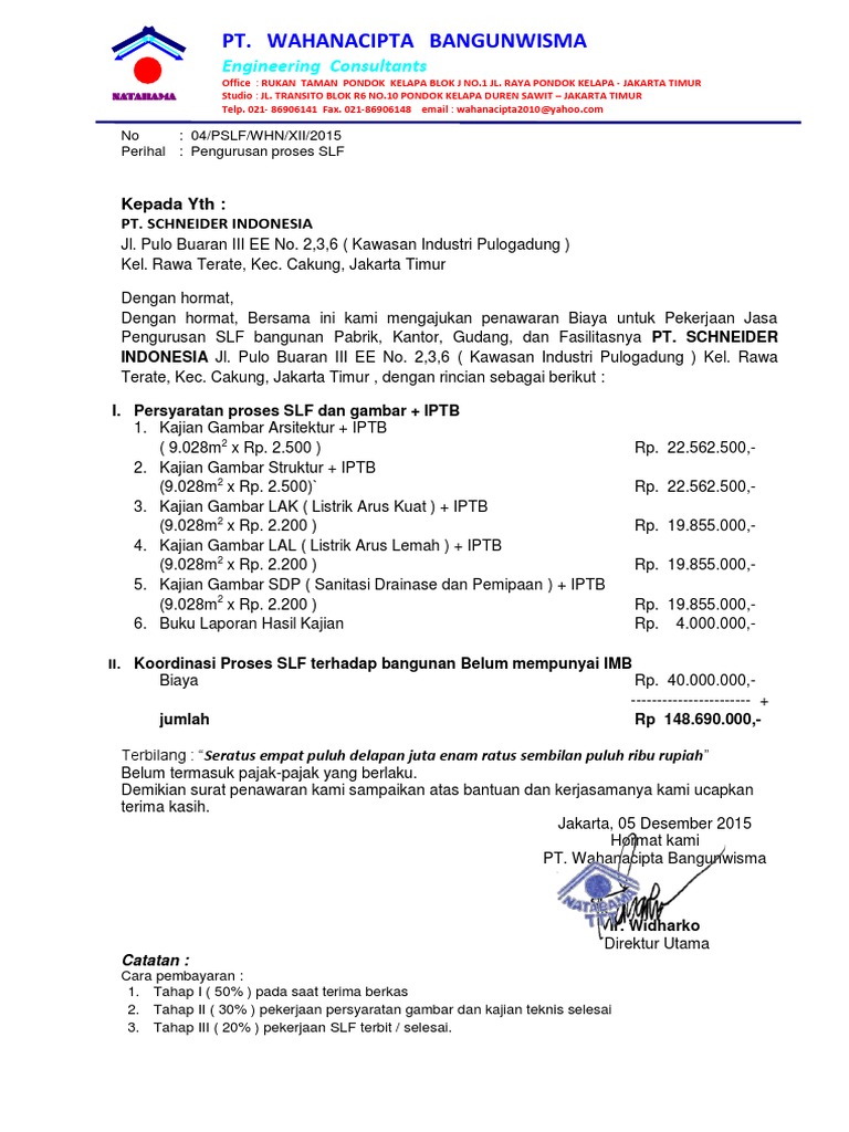Contoh Penawaran SLF | PDF