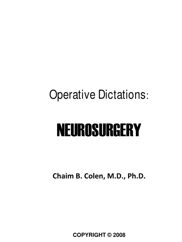 Operative Flash-Dictation Neurosurgery Handbook | PDF | Angiography ...