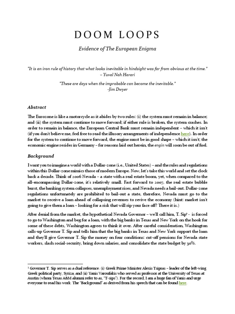 Doom Loops Final 2058772161 | PDF | Euro | Government Debt