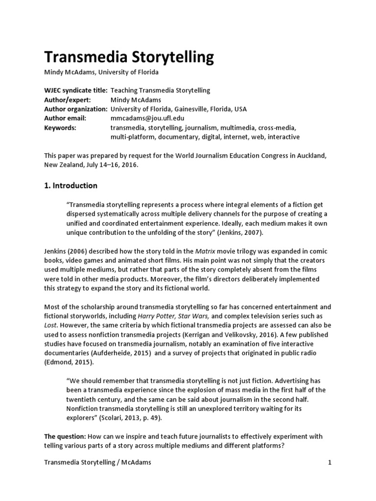 Transmedia Storytelling | PDF | Storytelling | Journalism