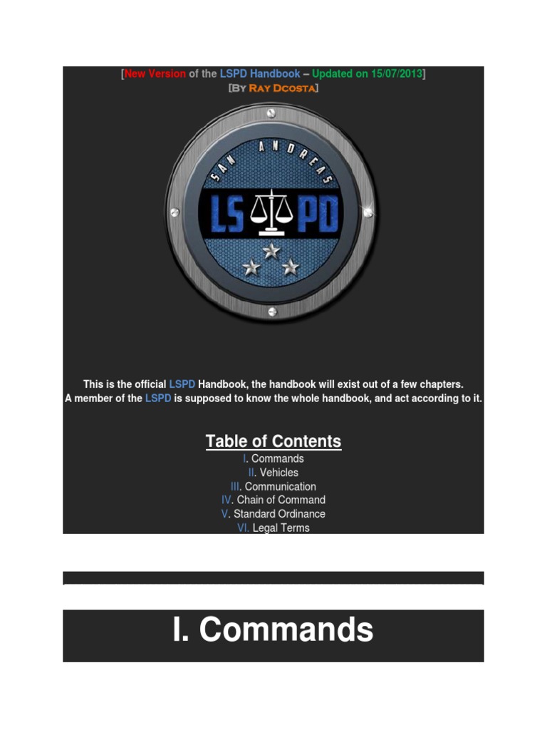 LSPD Handbook 2 | PDF | Miranda Warning | Crime & Violence