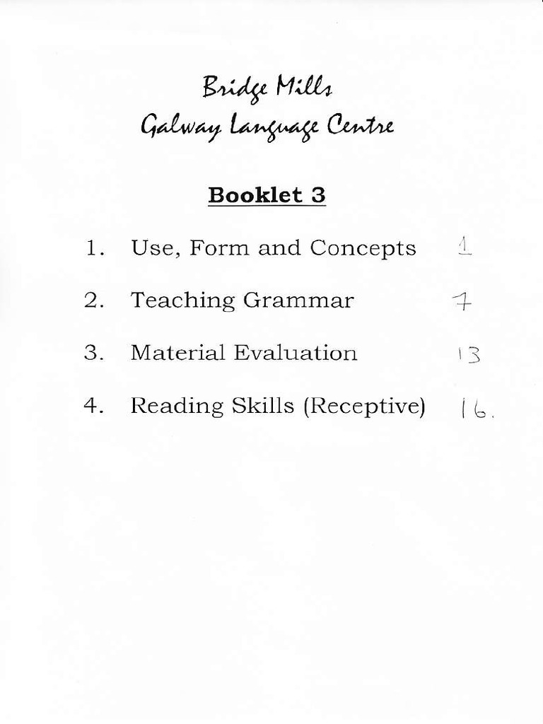 Booklet 3 TEFL | PDF | Reading (Process) | Reading Comprehension